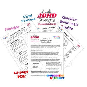 ADHD Adult Strengths Success Checklists Guide, ADHD Strength Talent ...