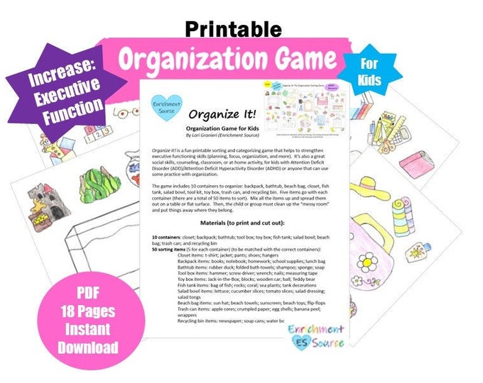 Organize It Printable Game Organization Skills ADHD - Etsy