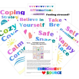 Wellness Signs, Positive Classroom Decoration, Calming Reminders ...