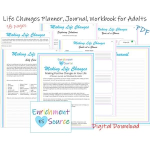 Adult Life Changing Planner, Journal, Printable Workbook, Making ...