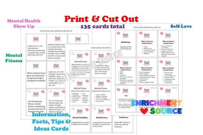 Mental Health Flash Cards, Self Care Flash Cards, Self Improvement ...