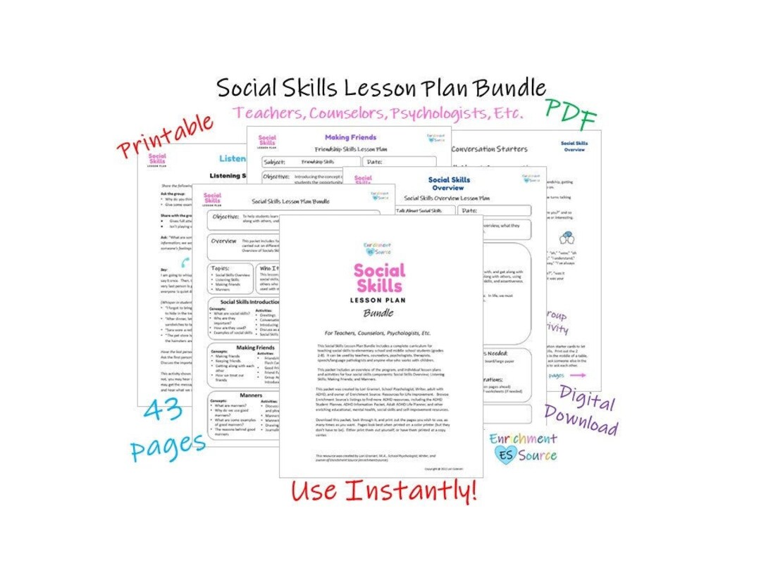 Social Skills Lesson Plan Bundle for Teachers, School Counselors ...