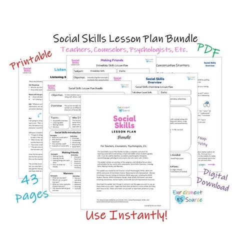 Social Skills Lesson Plan Bundle for Teachers School - Etsy