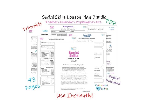 Social Skills Lesson Plan Bundle for Teachers School - Etsy