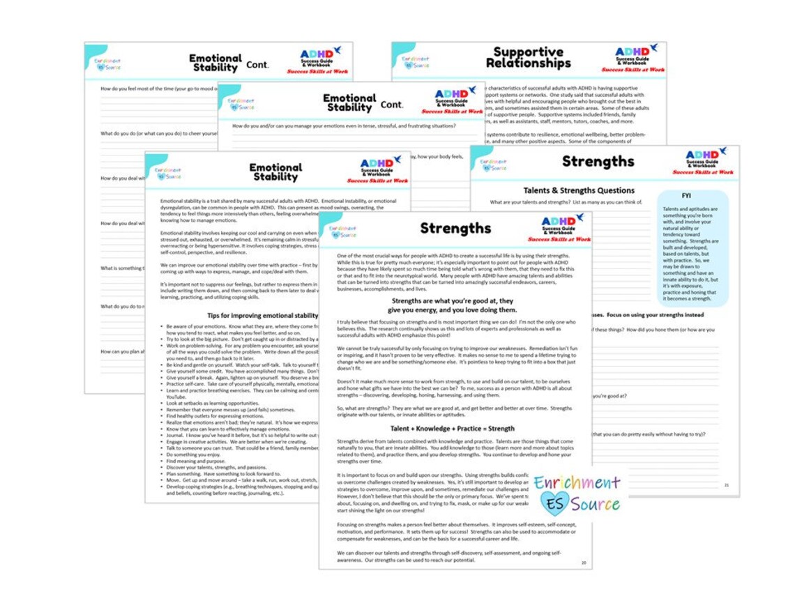 ADHD Success Skills in Action Workbook Using Research on - Etsy