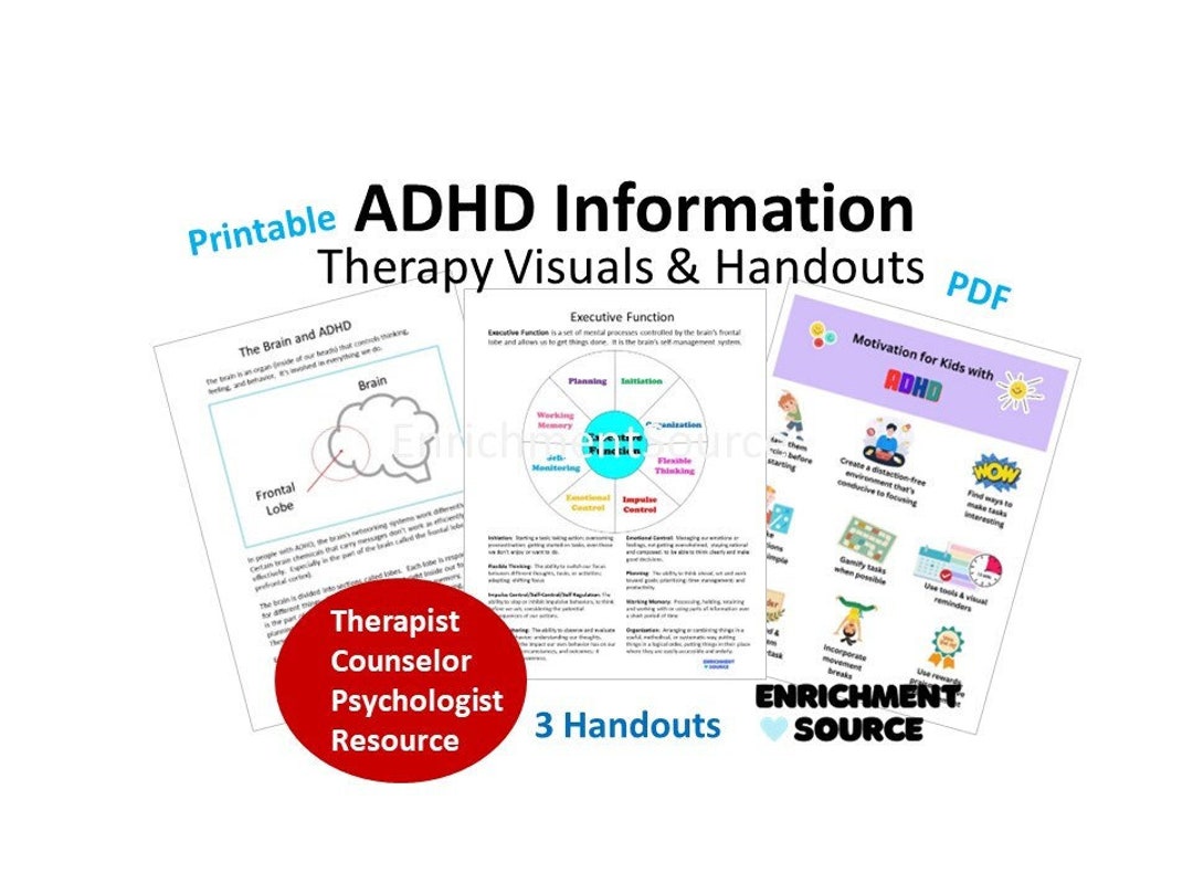 ADHD Handouts for Therapist, Counselor, Psychologist, Teachers, Parent ...