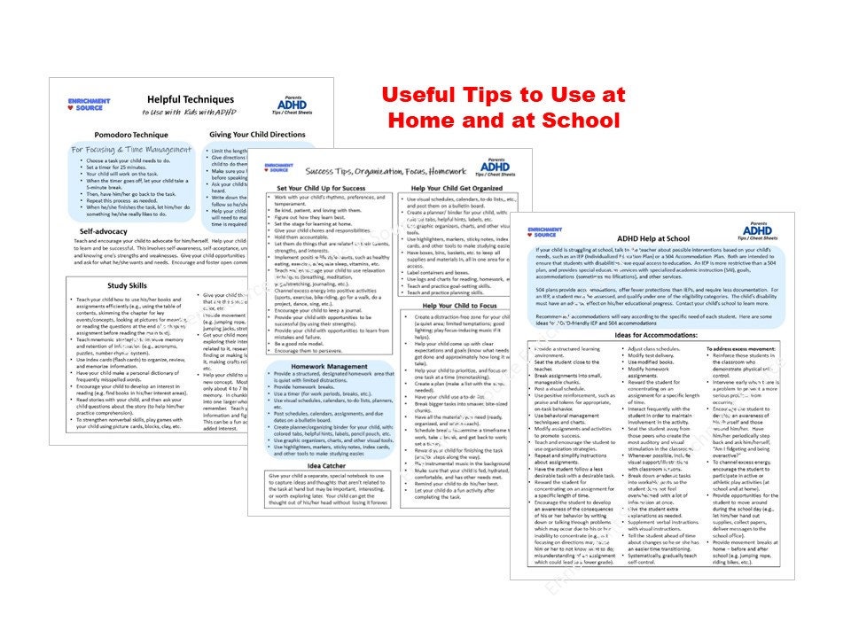 ADHD Facts and Tips, Parent ADHD Cheat Sheets, ADHD Quick Reference ...