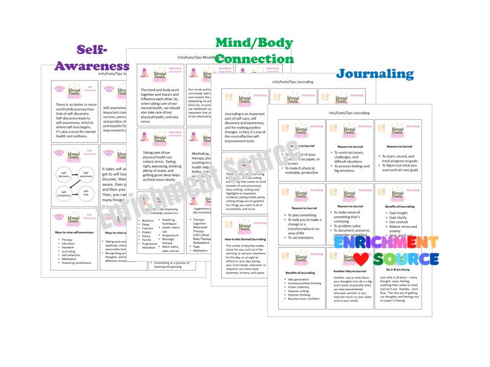 Mental Health Flash Cards, Self Care Flash Cards, Self Improvement ...