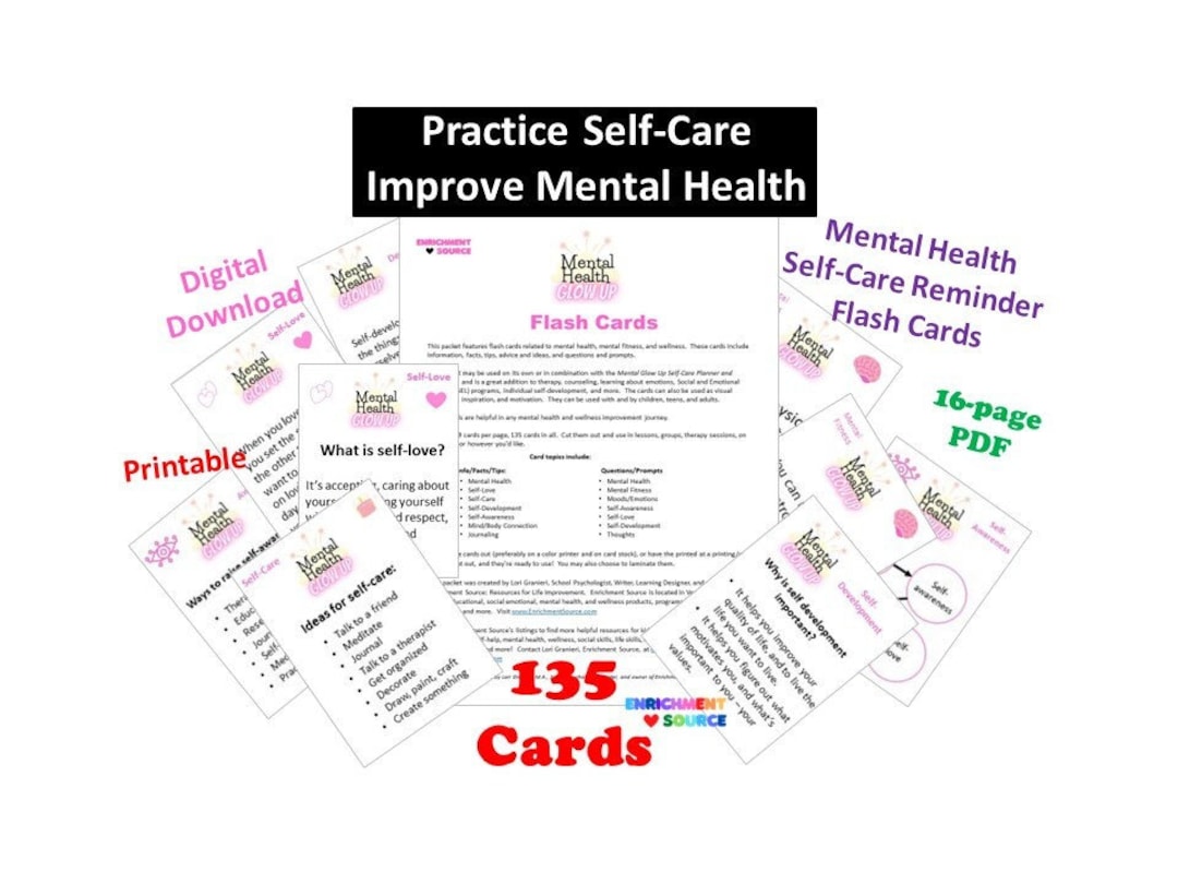 Mental Health Flash Cards, Self Care Flash Cards, Self Improvement ...