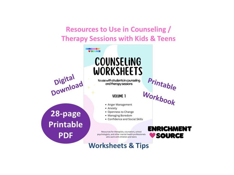 Therapist Resources, Therapy Worksheets, Counseling Workbook, School ...