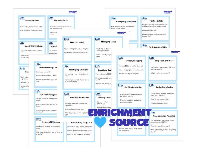Life Skills Flash Cards, Life Skills Task Cards, Life Skills Education ...