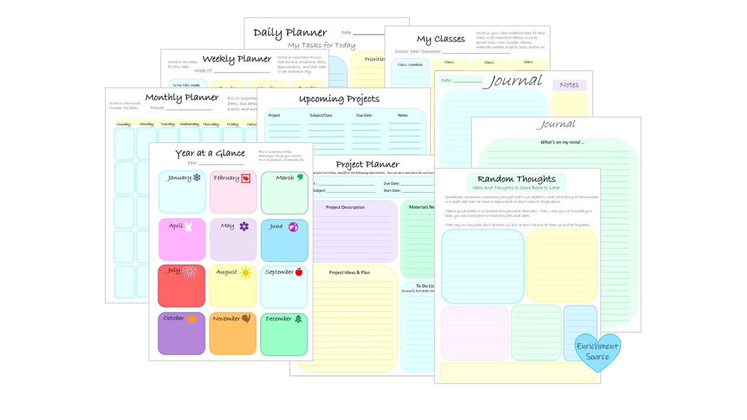 Printable Student Planner Bundle, School Planner, Yearly, Weekly ...
