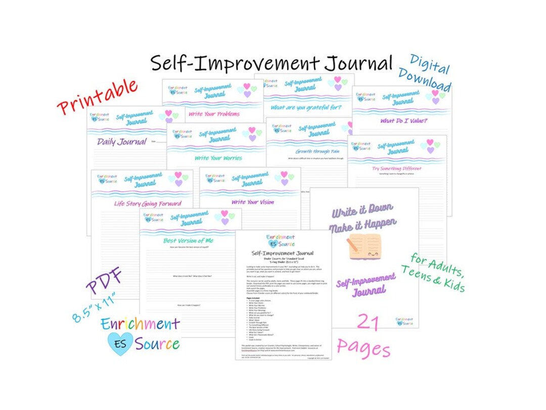 Self Improvement Journal, Life Improvement, Self Help Printable, Making ...