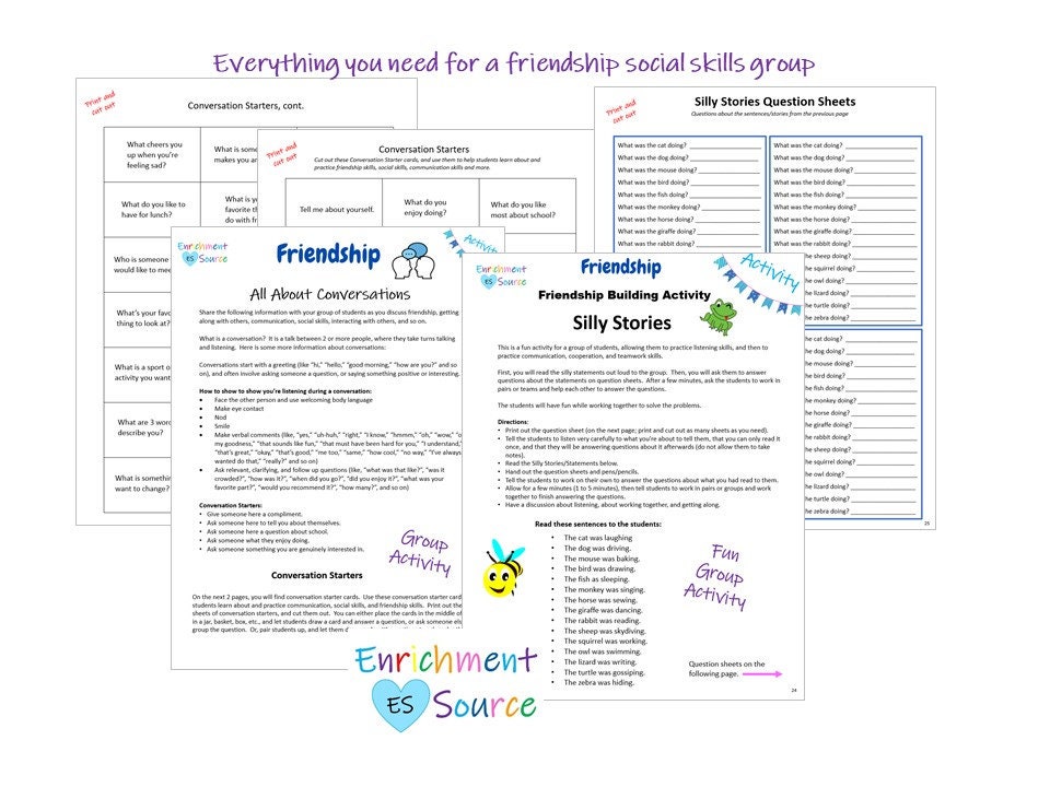Friendship Skills Counseling Group Packet, Social Skills Bundle, Friend ...