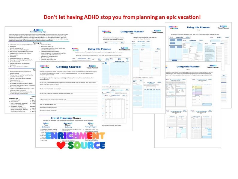 ADHD Travel Planner, ADHD Vacation Planner, ADHD Adult Trip Planner ...