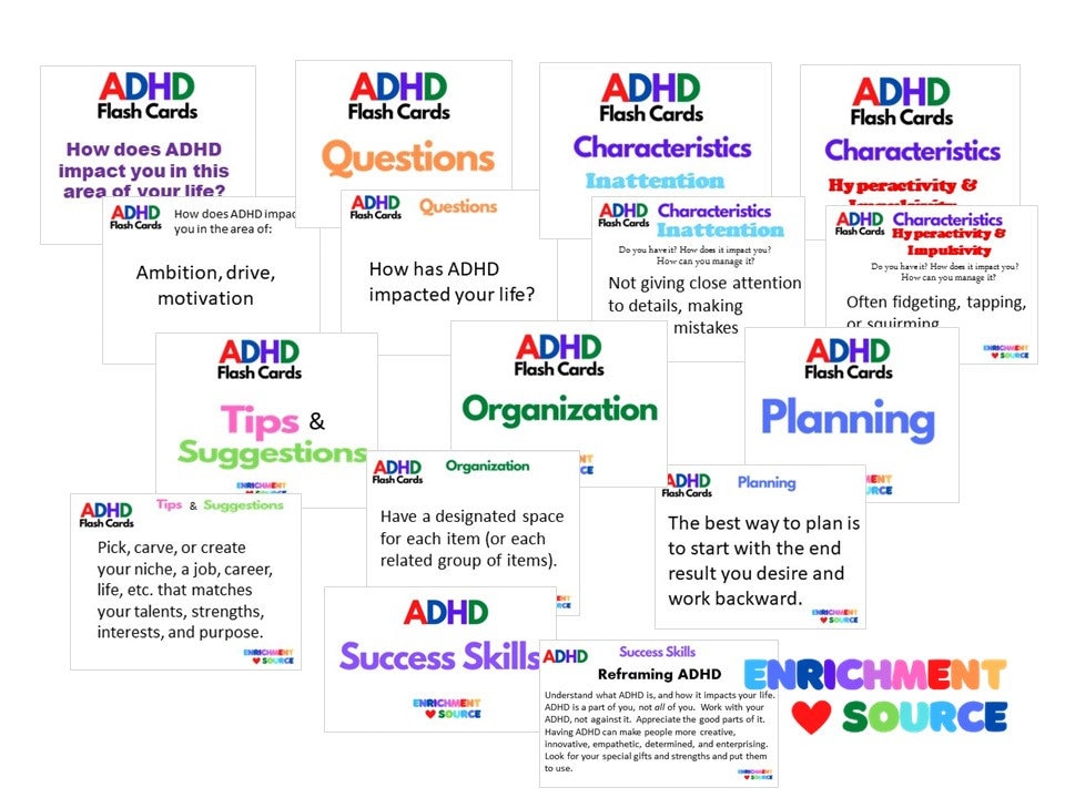 ADHD Flash Cards, ADHD Therapy Resource, ADHD Counseling Tool, Adhd ...