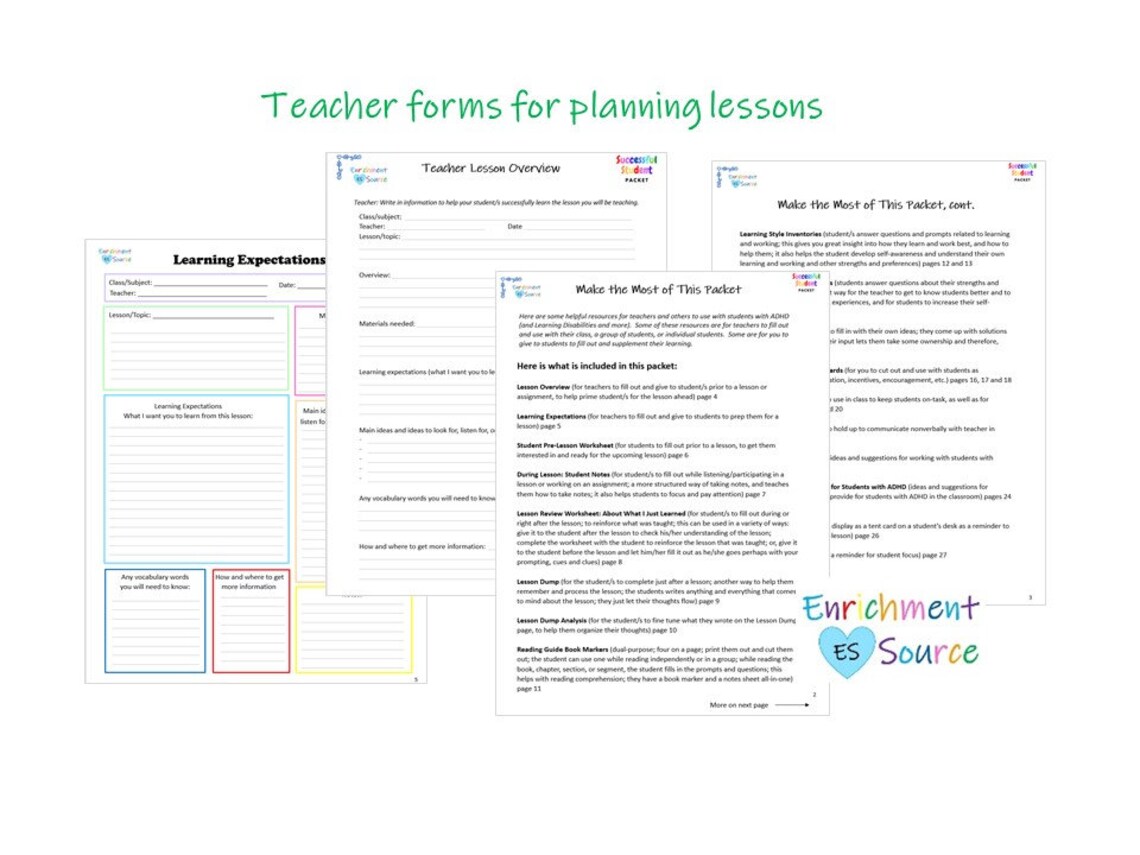 ADHD Classroom Lesson Plan and Resources Packet, ADHD Worksheets, ADHD ...