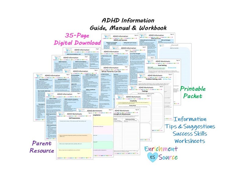 ADHD Information Packet Workbook and Planner Bundle Printable ...