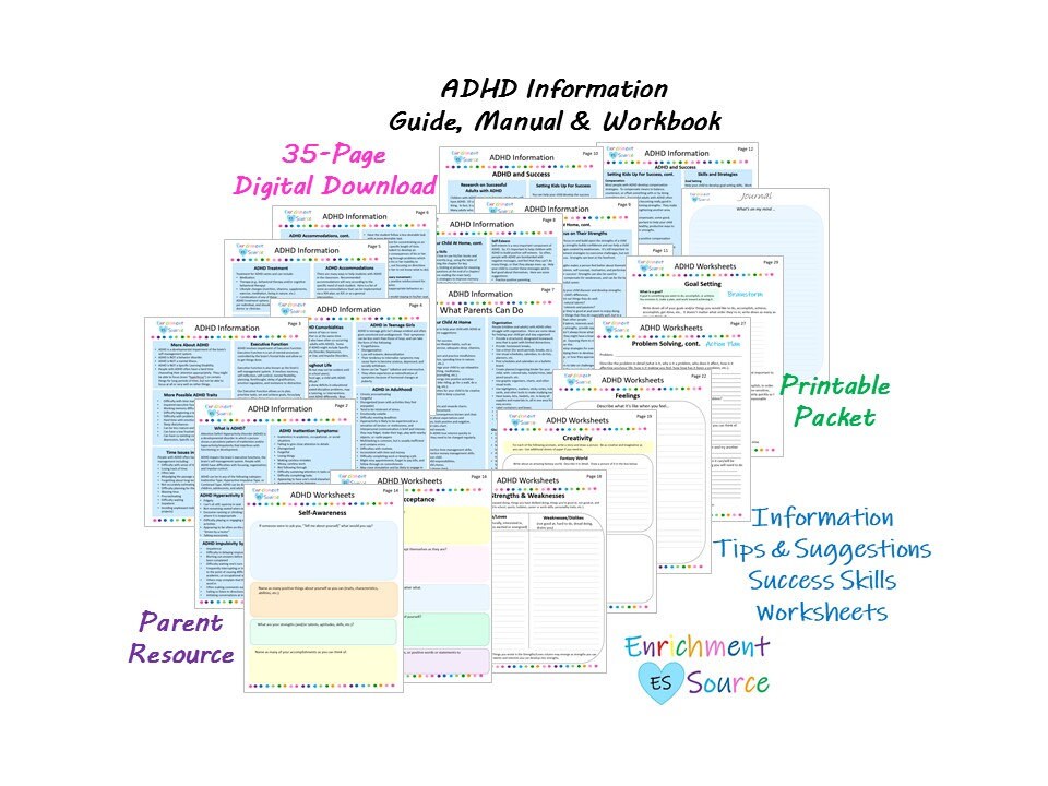 ADHD Information Packet Workbook and Planner Bundle Printable ...