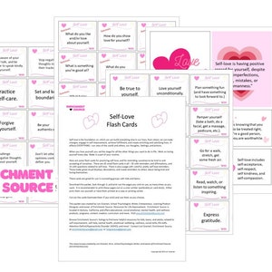 Self Love Flash Cards and Signs, Self Esteem Reminders, Love Yourself ...
