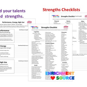 ADHD Adult Strengths Success Checklists Guide, ADHD Strength Talent ...