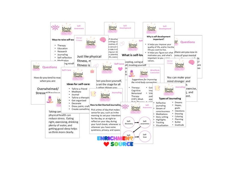 Mental Health Flash Cards, Self Care Flash Cards, Self Improvement ...