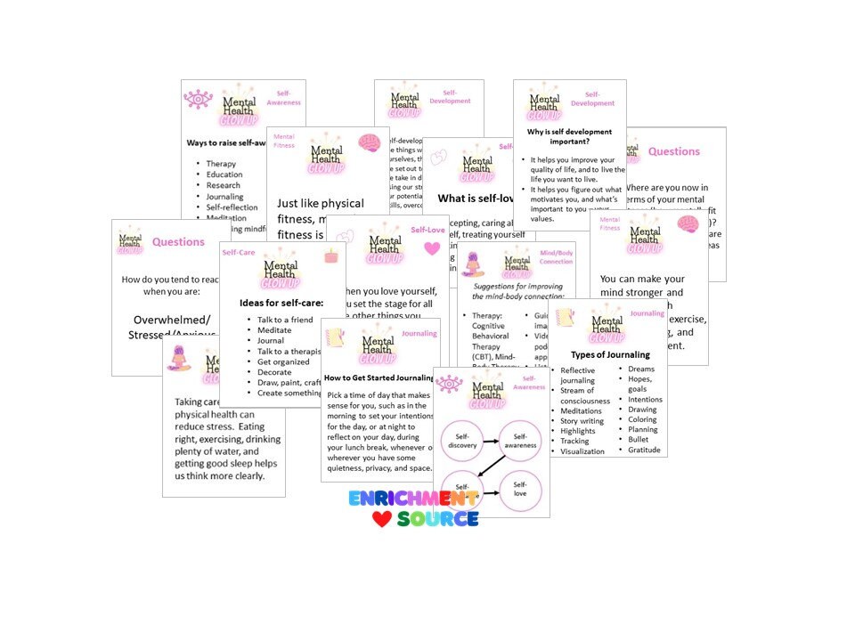 Mental Health Flash Cards, Self Care Flash Cards, Self Improvement ...
