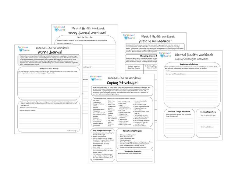 Kids Mental Health Workbook, Teens Mental Health Packet, Mental Health ...