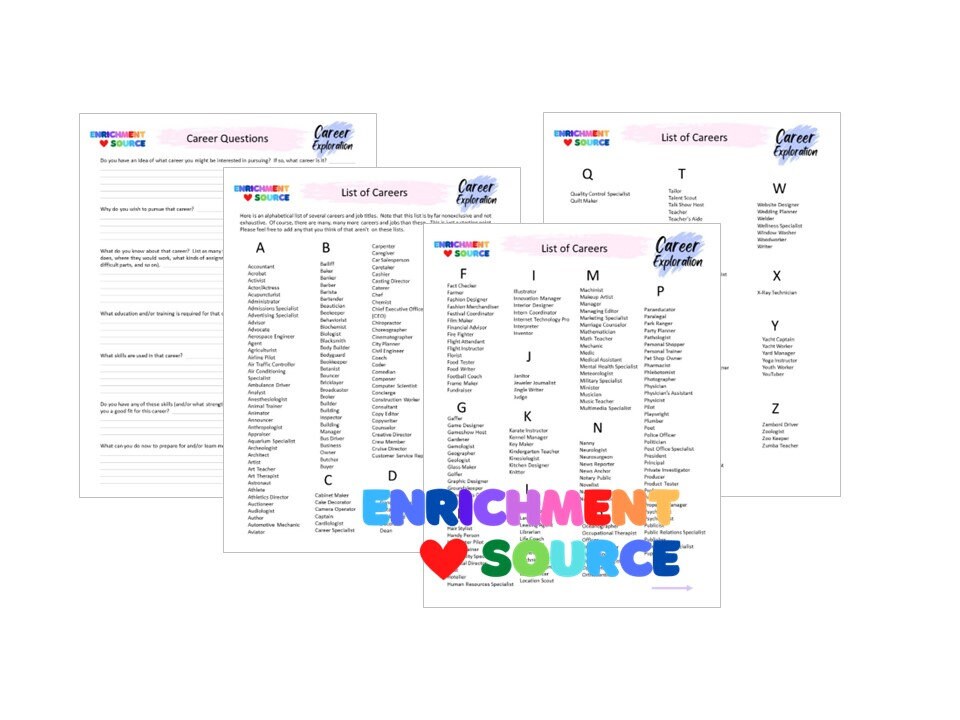 Career Lessons for Kids and Teens, Career Exploration Workbook, Job ...