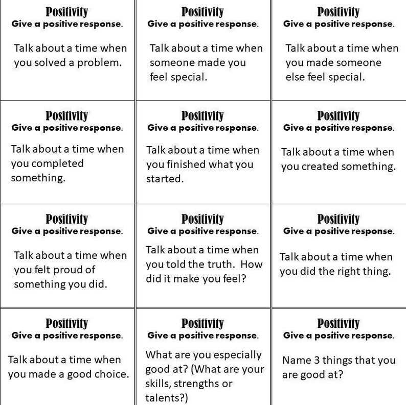 Positive Thinking Printable Flash Cards Social Skills Cards - Etsy