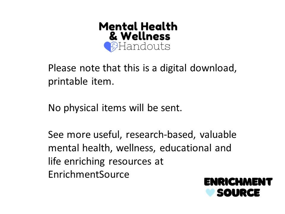 Mental Health Handouts, Wellness Handouts, Therapy Handouts, Therapist ...