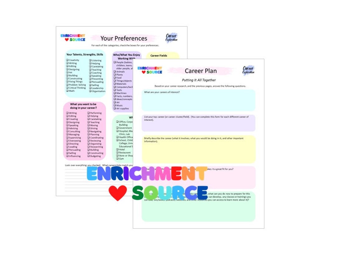 Career Lessons for Kids and Teens, Career Exploration Workbook, Job ...