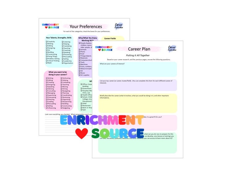 Career Lessons for Kids and Teens, Career Exploration Workbook, Job ...
