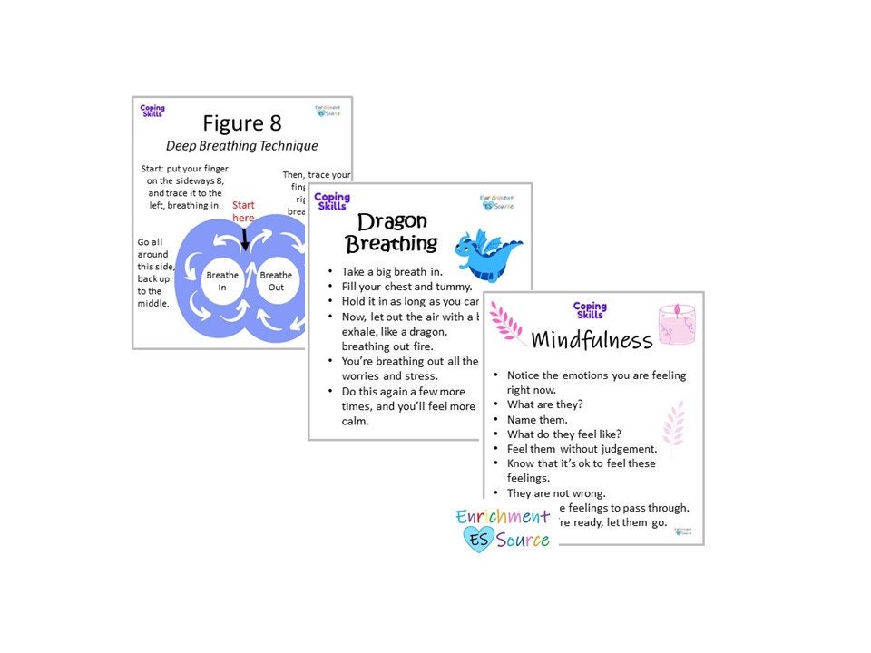 Coping Skills Cards Set, 18 Cards for Managing Stress, Worry, Anxiety ...