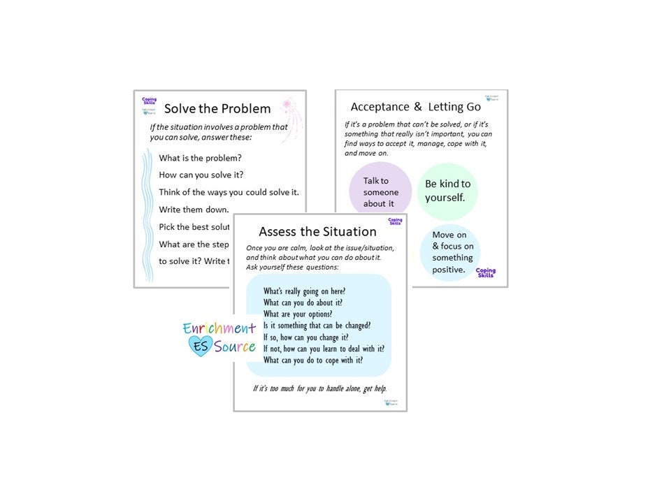 Coping Skills Cards Set, 18 Cards for Managing Stress, Worry, Anxiety ...