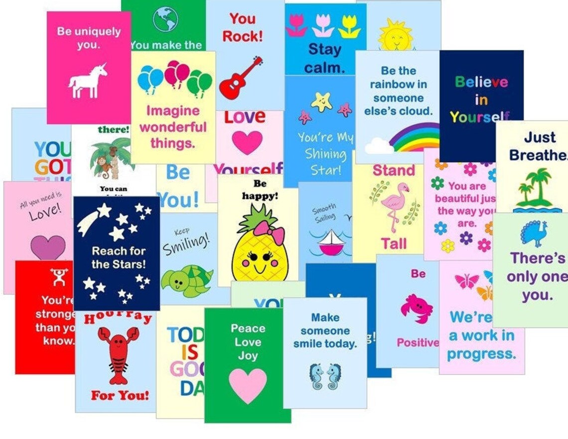 Positive Thoughts Printable Cards, Positivity Cards, Encouragement ...