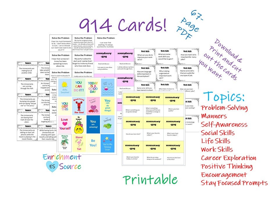Counseling Flash Cards Mega Bundle, Social Skills Cards Power Pack ...