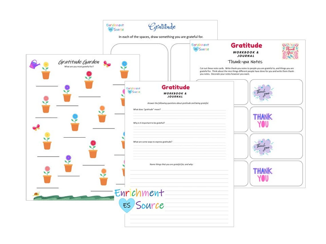 Gratitude Workbook Packet for Kids and Teens, Gratitude Journal Pages ...