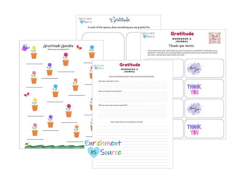 Gratitude Workbook Packet for Kids and Teens, Gratitude Journal Pages ...