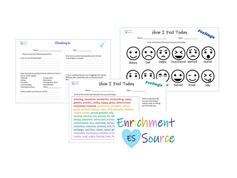 Mental Health Check-in Packet, Mental Health Check in Sheets for ...