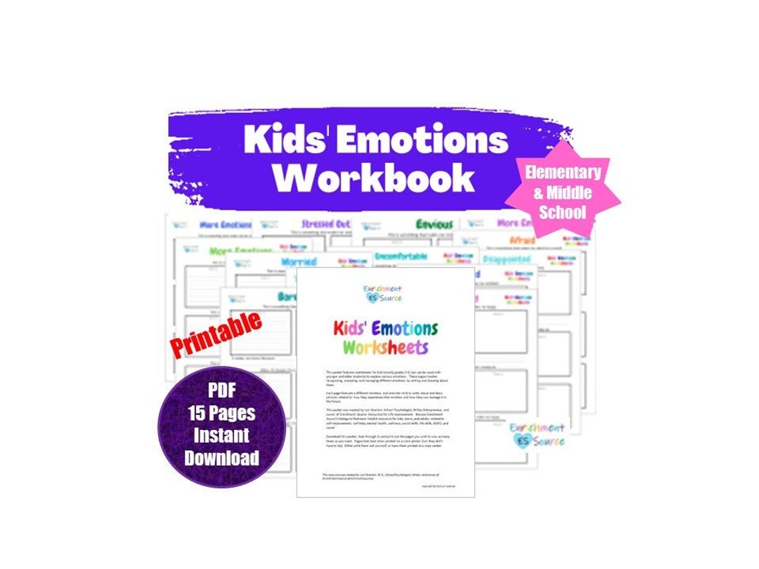 Kids’ Emotions Worksheets, Elementary School Student Social Emotional ...