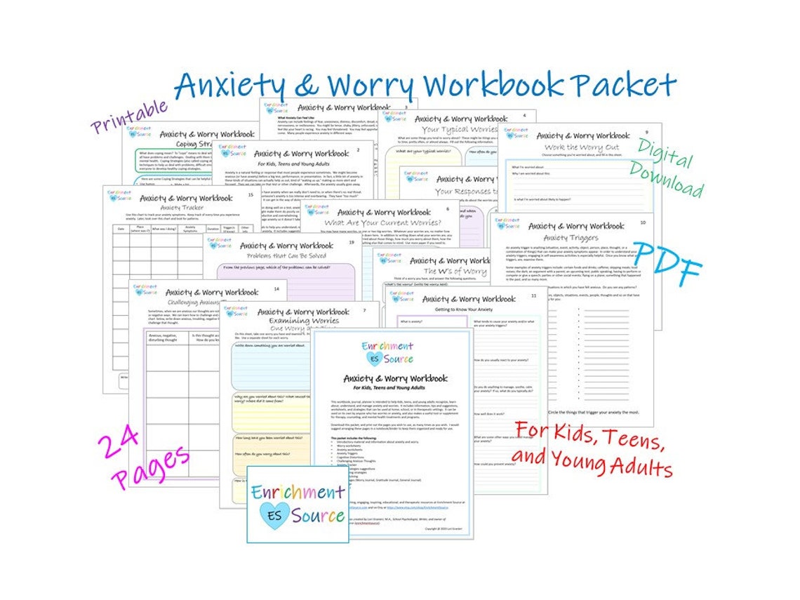 Anxiety Workbook for Kids, Teens, Young Adults, Worry Journal ...