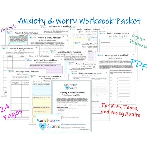 Anxiety Workbook for Kids Teens Young Adults Worry Journal - Etsy