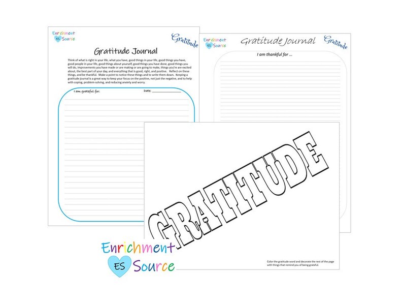 Gratitude Workbook Packet for Kids and Teens, Gratitude Journal Pages ...