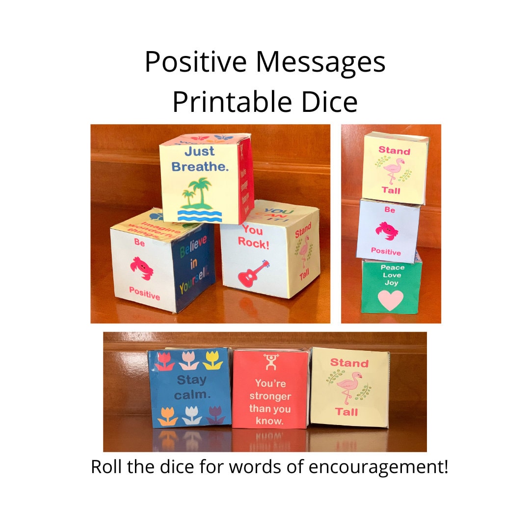 Positive Message Dice, Printable Encouragement for Kids, Motivational ...