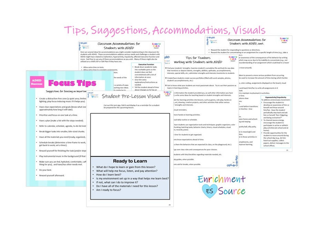 ADHD Classroom Lesson Plan and Resources Packet, ADHD Worksheets, ADHD ...