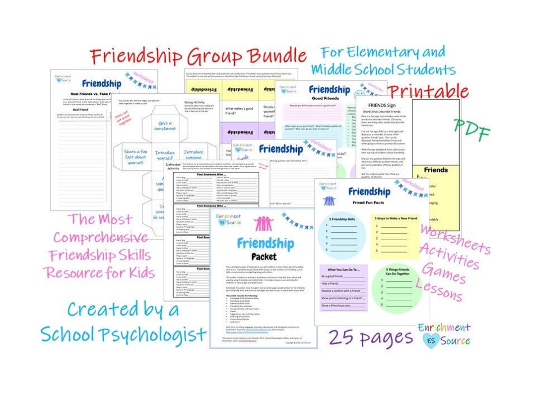 Friendship Skills Counseling Group Packet, Social Skills Bundle, Friend ...
