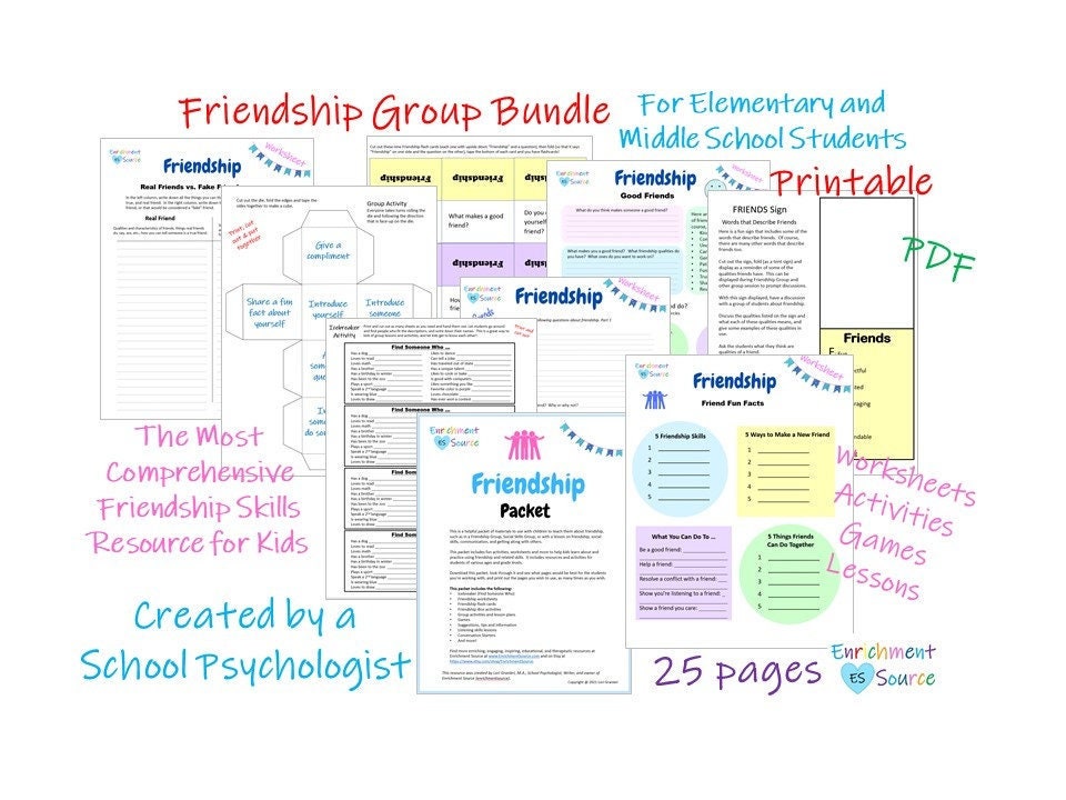 Friendship Skills Counseling Group Packet, Social Skills Bundle, Friend ...