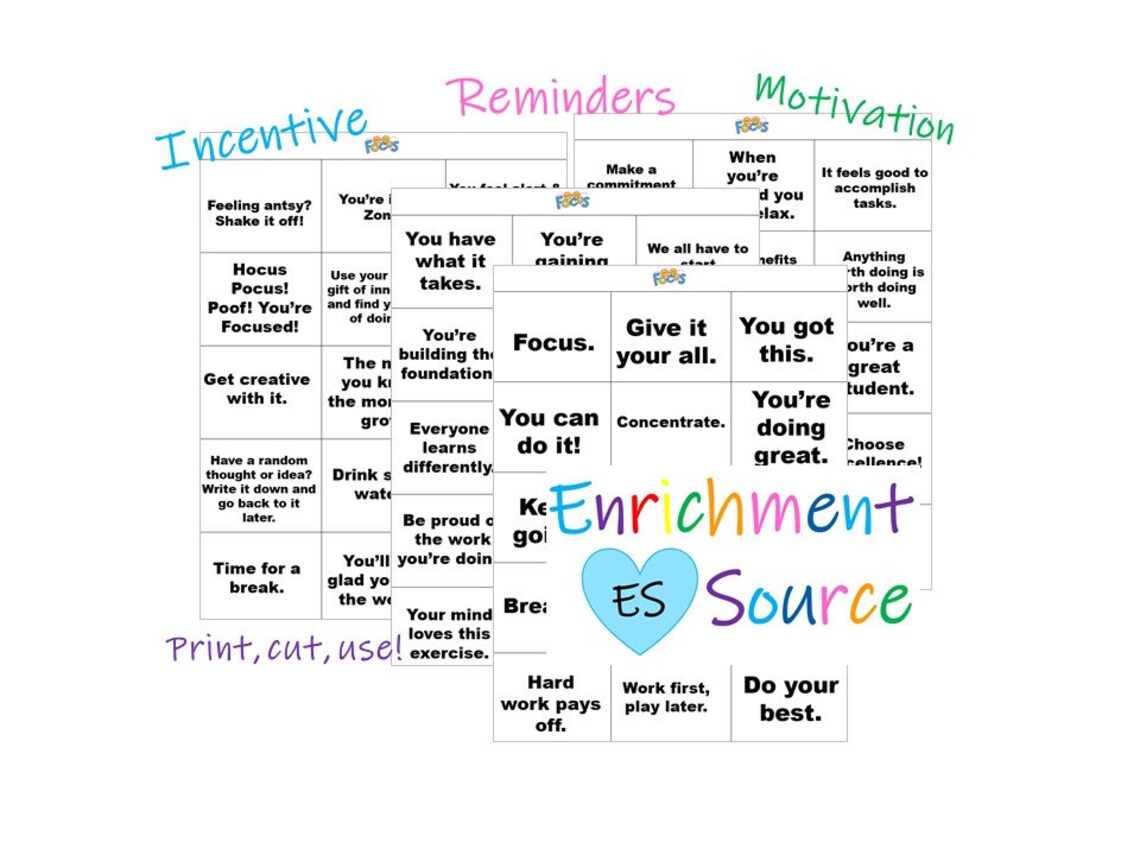 ADHD Focus Cards, ADHD Reminder Cards, ADHD Motivation, on Task ...