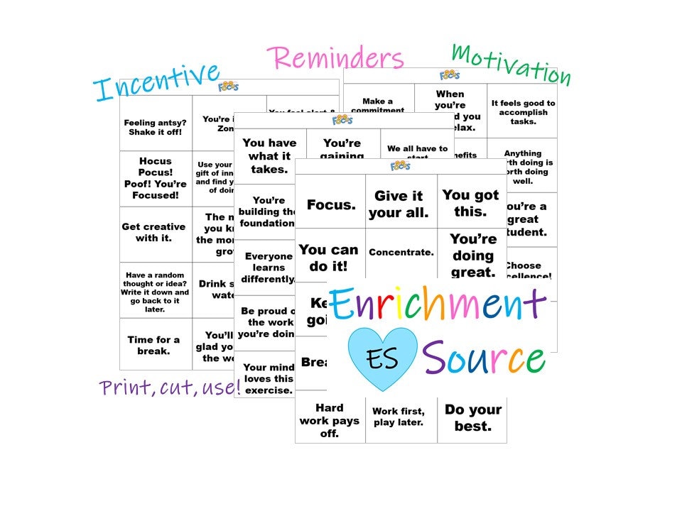 ADHD Focus Cards, ADHD Reminder Cards, ADHD Motivation, on Task ...
